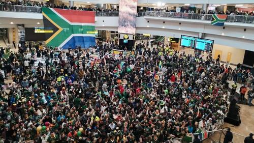 Fans flock to meet the Springboks at OR Tambo Airport | Joburg ETC